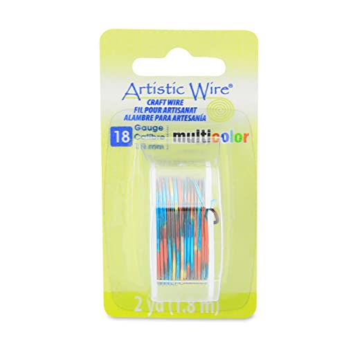 Artistic Wire Multicolor, 18 Gauge Tarnish Resistant Colored Copper Craft Jewelry Wrapping Wire Wire, Blue, Red, Gold, 2 yd