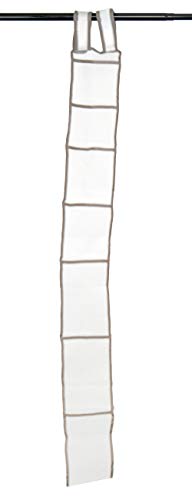 Home-X Hanging Mesh Organizer with Six Pockets, Shower Caddy with Hook and Loop Hanger for Shower Rod, 58" L x 7" W, White/Gray