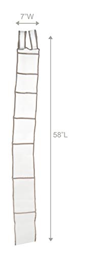 Home-X Hanging Mesh Organizer with Six Pockets, Shower Caddy with Hook and Loop Hanger for Shower Rod, 58" L x 7" W, White/Gray