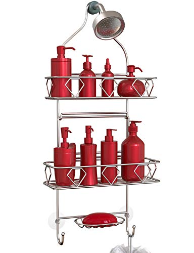 Vdomus 3 Tier Hanging Shower Caddy Bathroom Shower Organizer Shower Rack With Soap Holder- 11.6β x 5β x 24.2β, Mesh Bathroom Shower Head Organizer Shelf for Shampoo and Soap, Upgraded 2nd Edition