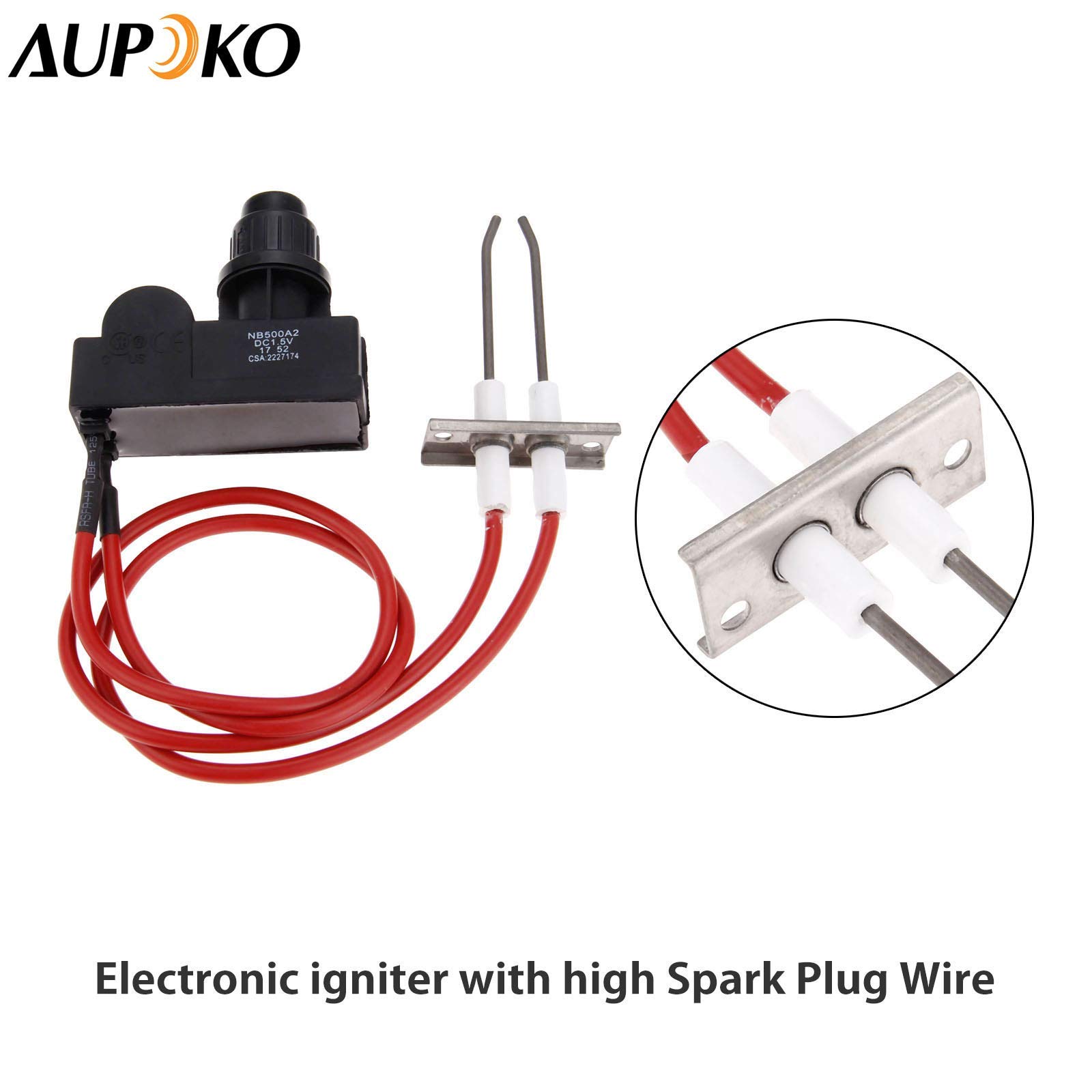 Aupoko 2 Sets Piezo Spark Ignition with Cable Push Button Igniter & Double Ignition Kit Electronic Igniter, Fit for Gas Fireplace Gas Oven Gas Heater Igniter