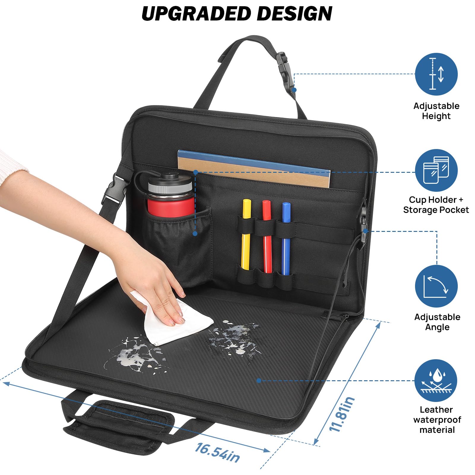 JOYTUTUS 3 in 1 Steering Wheel Eating Tray, Car Back Seat Laptop Desk, Multifunctional Car Office Bag, Car Work Table for Writing, Car Organizer for Kids, Commuters, Family