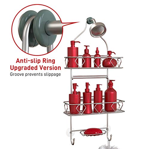 Vdomus 3 Tier Hanging Shower Caddy Bathroom Shower Organizer Shower Rack With Soap Holder- 11.6β x 5β x 24.2β, Mesh Bathroom Shower Head Organizer Shelf for Shampoo and Soap, Upgraded 2nd Edition