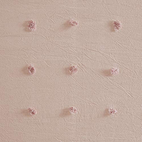 Urban Habitat Brooklyn Cotton Fabric Shower Curtain Jacquard Pom-Pom Machine Washable Shabby Chic Modern Home Bathroom Décor Bathtub Privacy Screen, 70" x 72", Pink