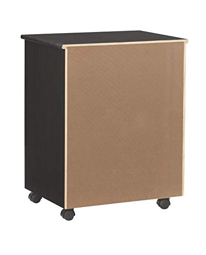 Linon Rolling Storage Corinne Cart, Six Wide Drawers, Black Wide