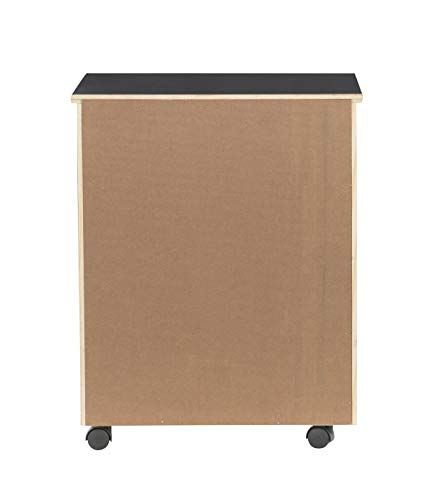 Linon Rolling Storage Corinne Cart, Six Wide Drawers, Black Wide
