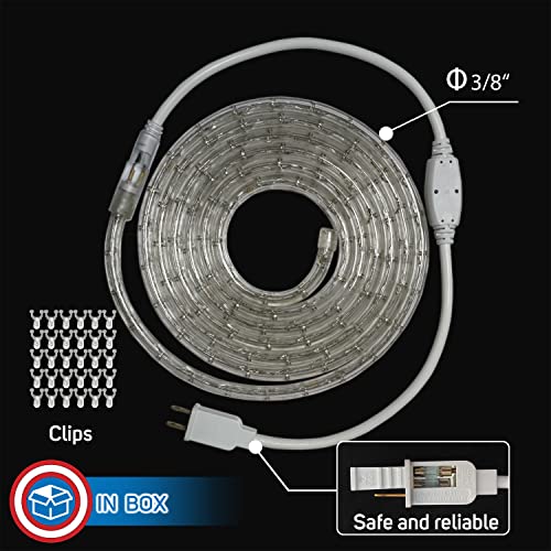 Russell Decor LED Rope Lights Festival Holiday Party Seasonal Christmas Decoration 30ft - 200ft Customized Available (Warm White, 20)