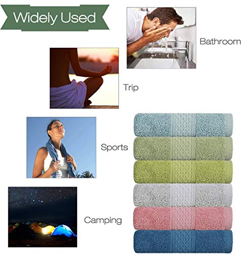 Cleanbear Cotton Hand Towels and Wash Cloths Set with Assorted Colors (6 Towels and 6 washcloths)