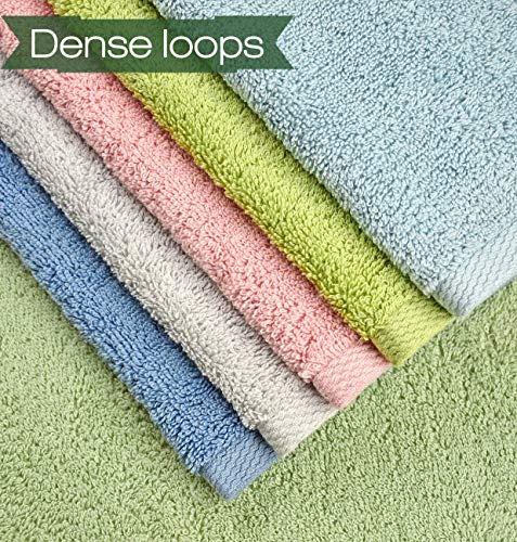 Cleanbear Cotton Hand Towels and Wash Cloths Set with Assorted Colors (6 Towels and 6 washcloths)