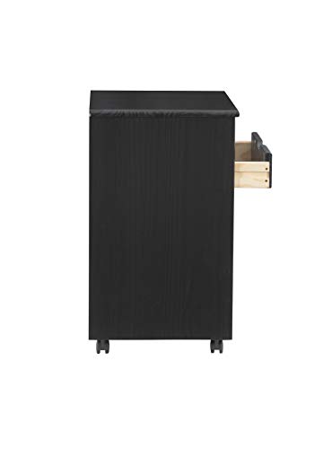 Linon Rolling Storage Corinne Cart, Six Wide Drawers, Black Wide