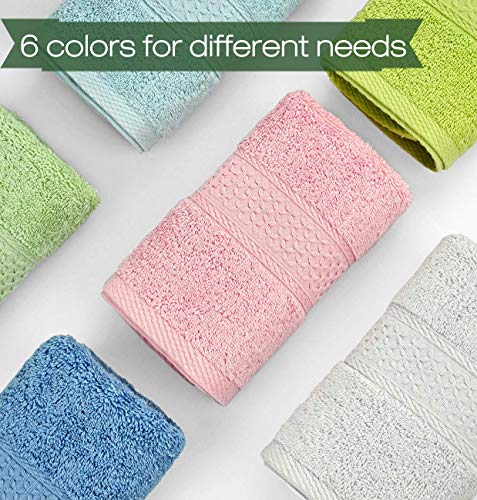 Cleanbear Cotton Hand Towels and Wash Cloths Set with Assorted Colors (6 Towels and 6 washcloths)