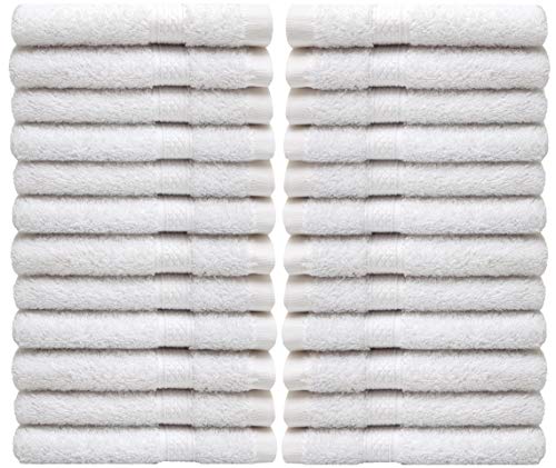 Pleasant Home Washcloths Set - 24 Pack (12” x 12”) – 570 GSM- 100% Ring Spun Cotton Wash Cloth - Super Soft and Highly Absorbent Face Towels (White)
