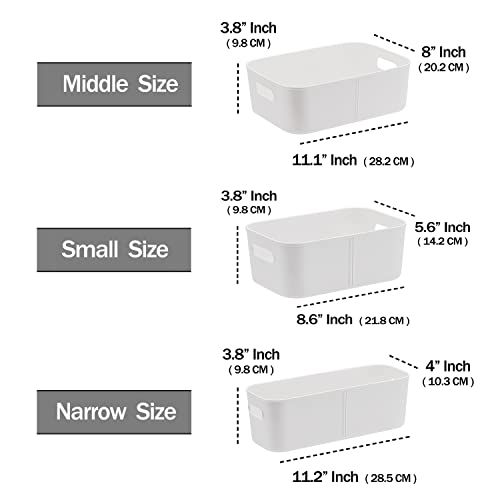 MORNITE Shelf Baskets Open Home Storage Bins with Handle for Freezer Kitchen Clothes Cabinet Closet Drawers BPA-Free Pantry Organization White Middle Large / 1 Pcs
