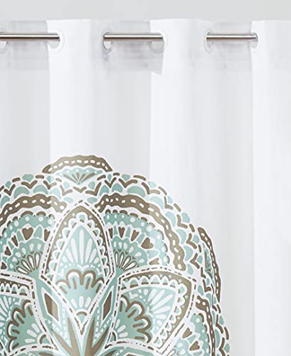 Hookless Henna Medallion Shower Curtain with Peva Liner, 71 in x 74 in, Spa