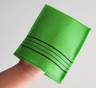 Sofrien Korean Exfoliating Towel Washcloth Mitts, Korean Itaaly Shower and Bath Towel (6.29 x 5.3 Inch) (Green, 3P) Made in Korea