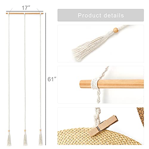 Mkono Hat Rack for Wall Baseball Cap Organizer and Hat Hangers for Wall Boho Caps Display Organizer with Tassels