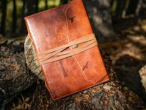 VALERY Vegan Leather Bound Journal – Slim A5 Lined Journals for Women and Men – Refillable Brown Writing Journal Notebook for Writers - Personalized Writing Gift Journal for Teachers Vegetarians