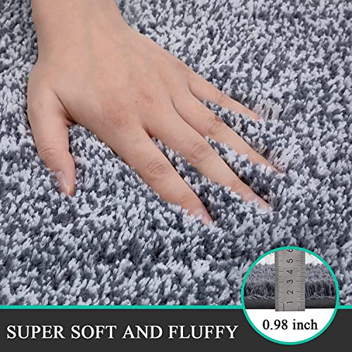 Pauwer Bathroom Rug Mat Set 3 Piece, Microfiber Shaggy Bath Mat Set, Non-Slip Ultra Soft Carpet Mats, Absorbent Bathroom Mat Set with U-Shaped Toilet Mat for Bathroom, Tub, Shower, Dark Grey
