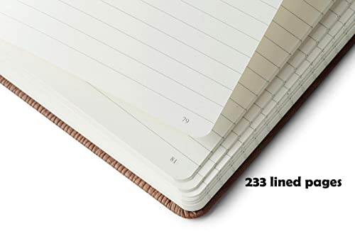 VALERY Vegan Leather Bound Journal – Slim A5 Lined Journals for Women and Men – Refillable Brown Writing Journal Notebook for Writers - Personalized Writing Gift Journal for Teachers Vegetarians