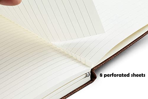 VALERY Vegan Leather Bound Journal – Slim A5 Lined Journals for Women and Men – Refillable Brown Writing Journal Notebook for Writers - Personalized Writing Gift Journal for Teachers Vegetarians