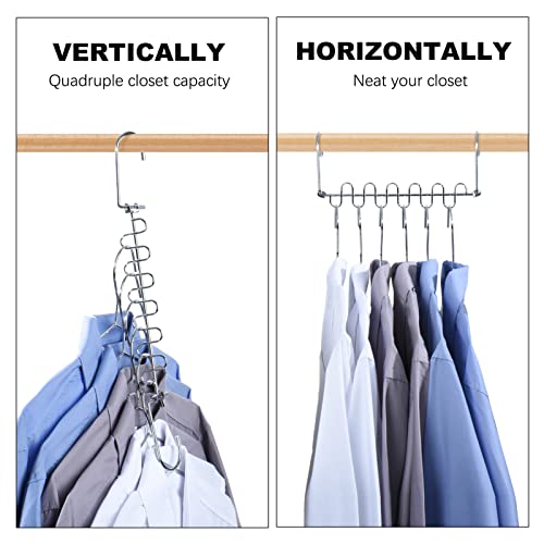 WWW Metal Space Saving Hangers,2 Pack Closet Organizers and Storage Space Saving Multifunctional 360°Rotation Stainless Steel Clothes Hanger for Wardrobe Heavy Clothes, Shirts, Pants, Dresses