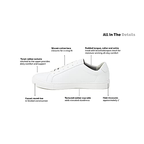 Voet Men's Milo Vegan Leather Classic Casual Fashion Sneaker, White, 10