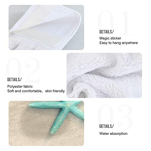 KOCOART Ocean Beach Starfish Kitchen Hand Towels Sea Water Hanging Tie Towel Dishcloths with Loop 2PCS, Soft Super Absorbent Fingertip Towel for Bathroom Laundry Room 12x17 in