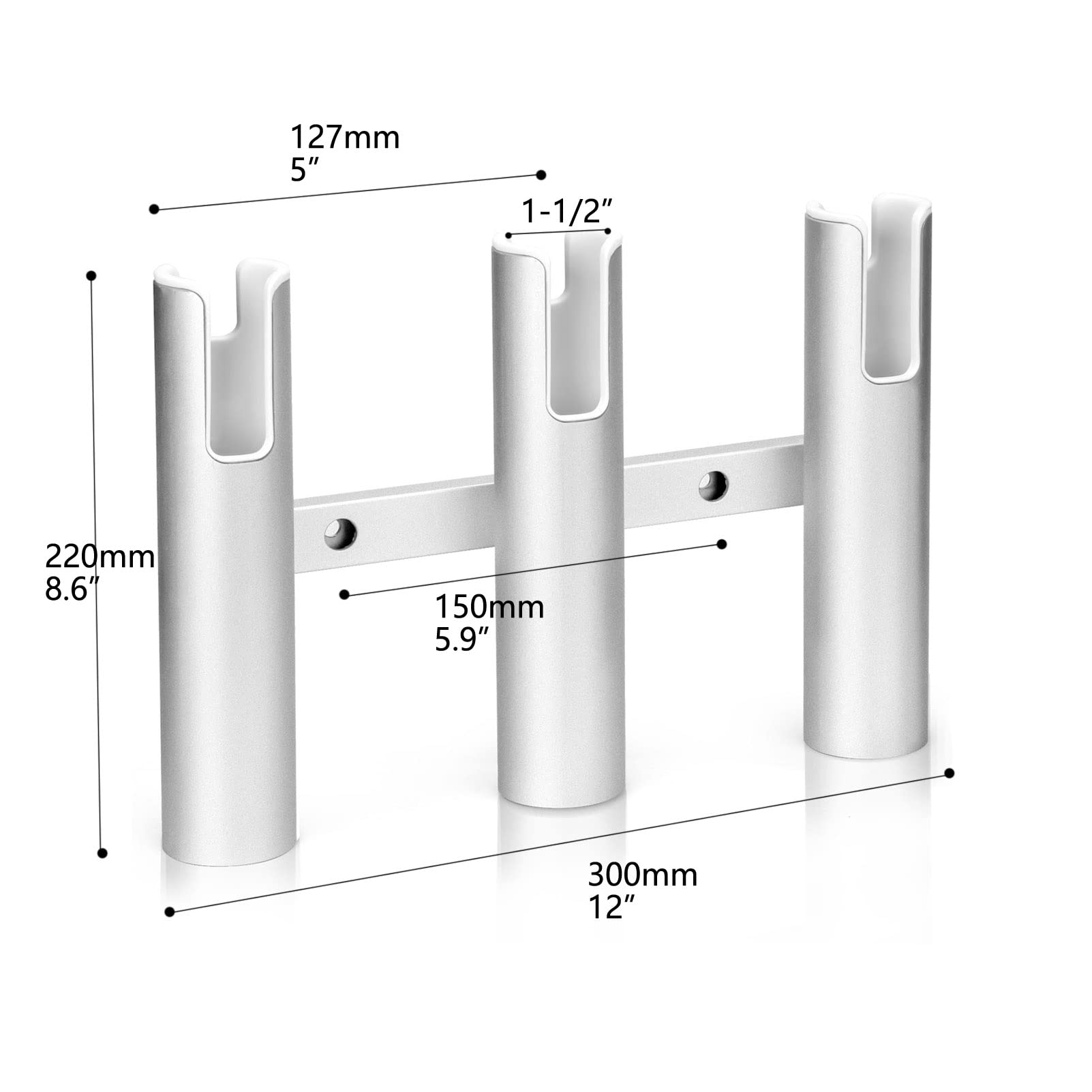 3 Tube Aluminium Fishing Rod Holders, 3 Link Wall-Mounted Pod Rack, Be Suitable for Marine Boat Yacht Camper RV