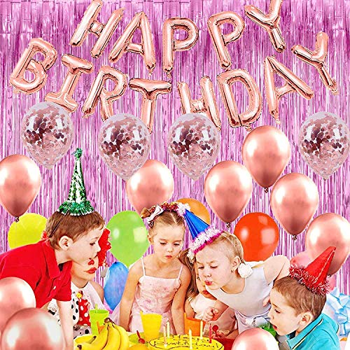 Foil Fringe Curtain Christmas Party Decorations - Pink Metallic Tinsel Photo Booth Backdrop Party Steamers Curtains for Birthdays Valentines Engagement Bachelorette Celebration