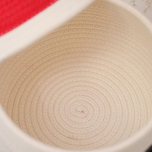 BSMstone Cotton Rope Storage Basket with Lid for Organizing Cute Decorative Closet Organizers for Nursery Toy Candy -Christmas Present