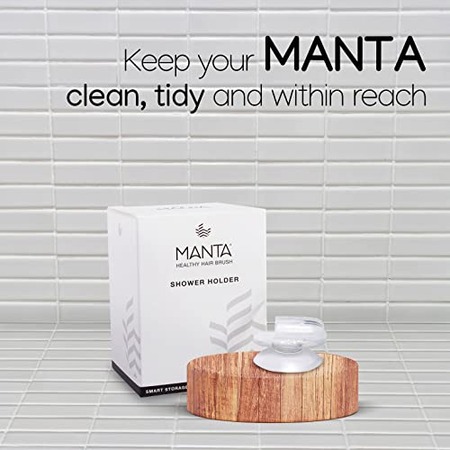 MANTA Hair Brush Shower Holder - Wall Mounted Transparent Organizer for Hair Brushes - Shower Holder with Suction Cup for Hair Accessories