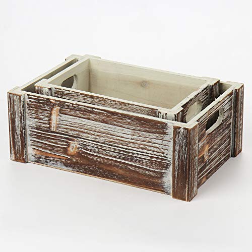Wood Planter Box Rectangle Wooden Planter Boxes Set of 2 Rustic Wooden Window Box for Garden Plants Flower Succulent Herb