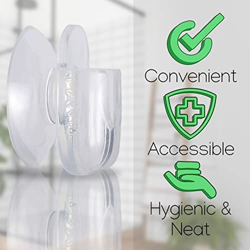 MANTA Hair Brush Shower Holder - Wall Mounted Transparent Organizer for Hair Brushes - Shower Holder with Suction Cup for Hair Accessories