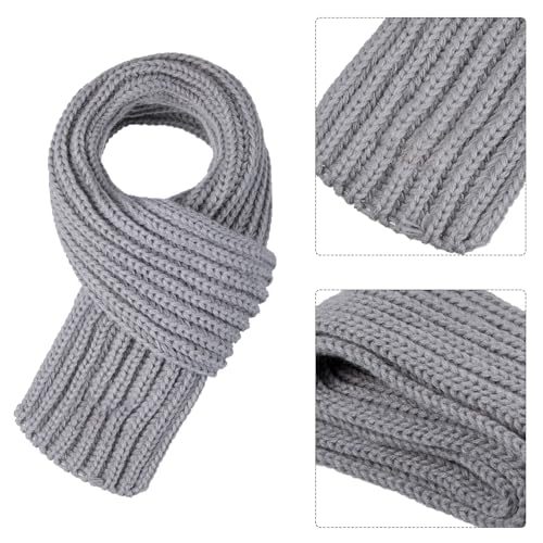 4 Pieces Kids Beanie Hat Scarf Gloves Socks Set Knit Winter Warm Set for Toddler (Grey)