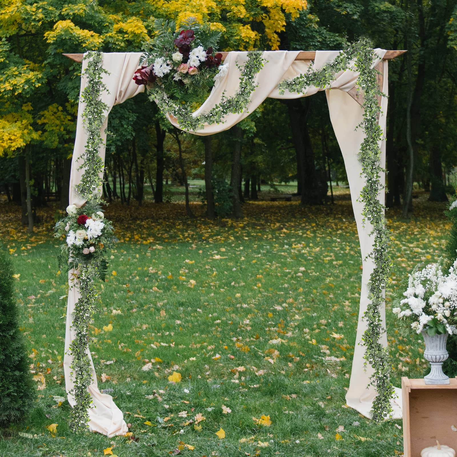 Whonline 3 Packs 17.1ft Artificial Eucalyptus Garlands Greenery Garlands Bulk Fake Vines Faux Hanging Plants for Wedding Table Backdrop Arch Wall Party Home Decor