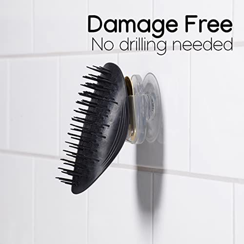 MANTA Hair Brush Shower Holder - Wall Mounted Transparent Organizer for Hair Brushes - Shower Holder with Suction Cup for Hair Accessories