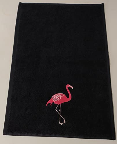 2-Pack White Flamingo Fingertip Kitchen Towels, Deluxe Premium Terry Hand Towels 100% Cotton, 11inchx18inch (Black), 11WX18L