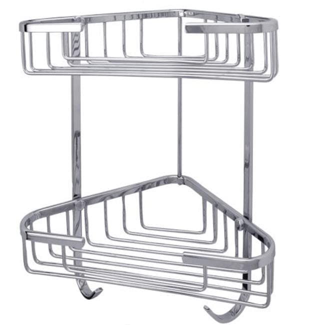 Signature Hardware 296066 Solid Brass Two Tiered Corner Basket