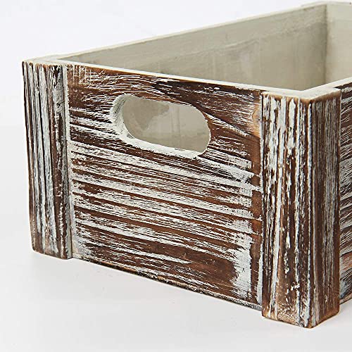 Wood Planter Box Rectangle Wooden Planter Boxes Set of 2 Rustic Wooden Window Box for Garden Plants Flower Succulent Herb