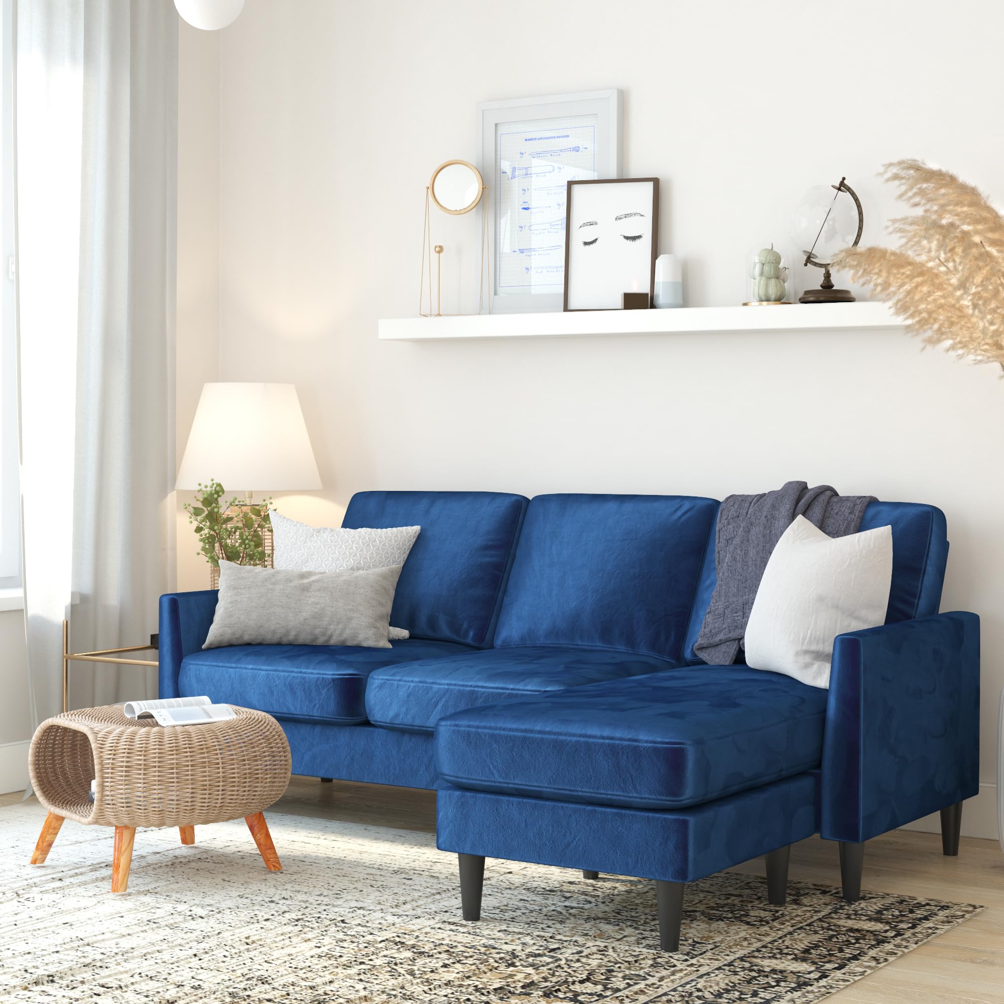 Mr. Kate Winston Reversible Sofa Sectional, Blue Velvet