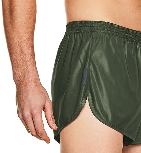 TSLA Men's Active Running Shorts, 3 Inch Quick Dry Mesh Jogging Workout Shorts, Gym Athletic Marathon Shorts, 2.5 Inch Marathon Short Olive, Medium