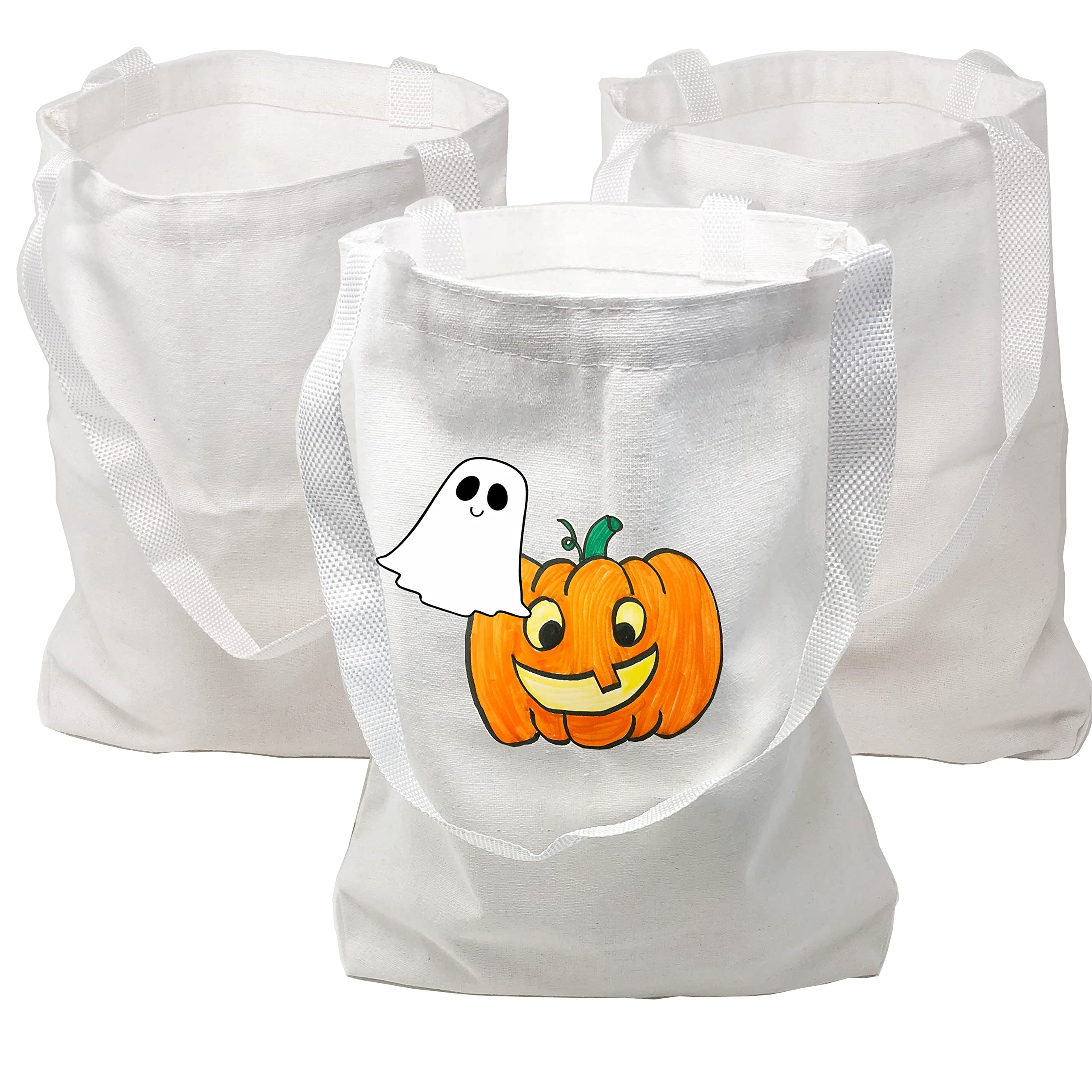 Podzly DIY Blank Canvas Tote Bags - Set of 12 Small 12" x 10" White Plain Totes for Crafting, Decorating, and Personalizing - Unleash Your Creativity with Premium Quality, Compact Design