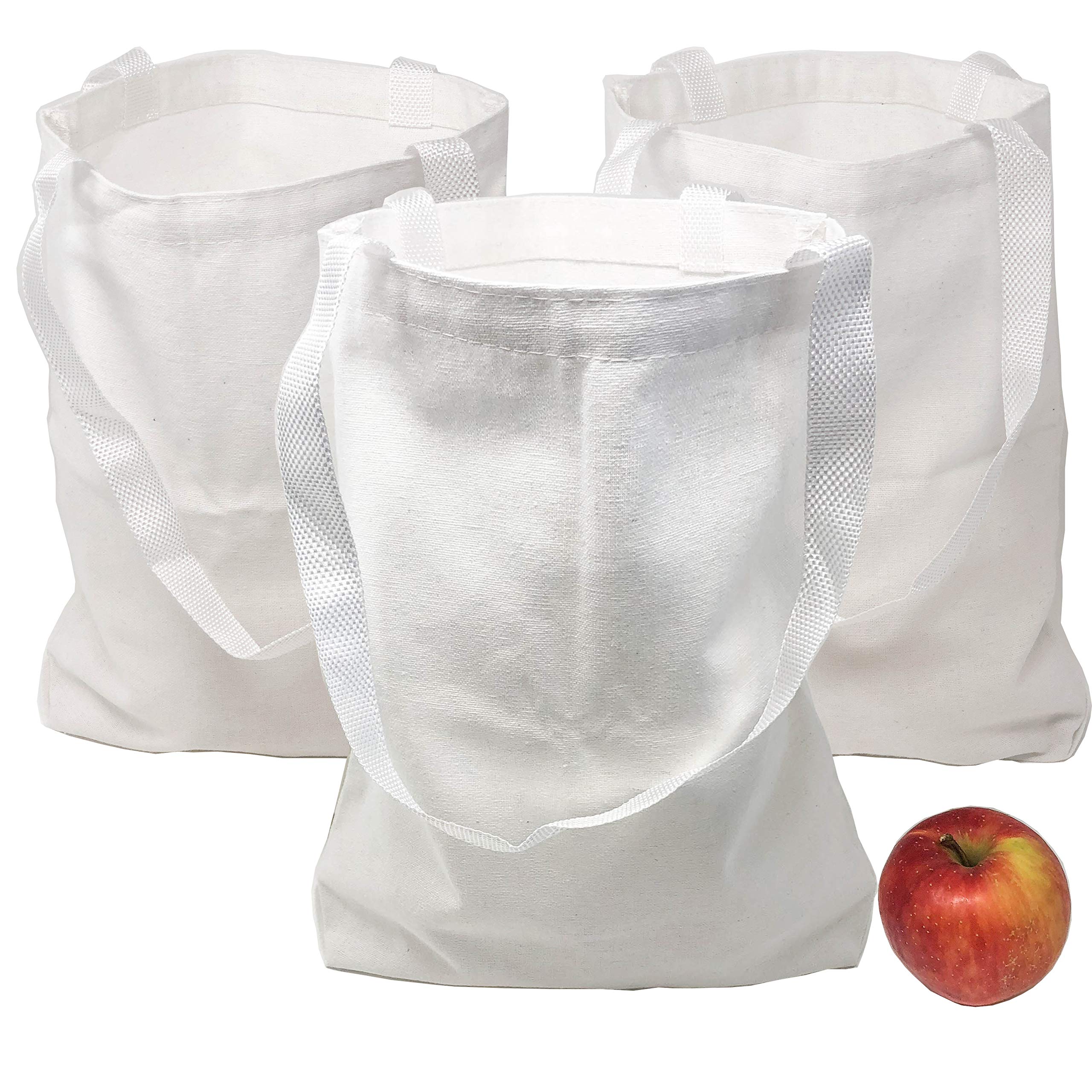 Podzly DIY Blank Canvas Tote Bags - Set of 12 Small 12" x 10" White Plain Totes for Crafting, Decorating, and Personalizing - Unleash Your Creativity with Premium Quality, Compact Design