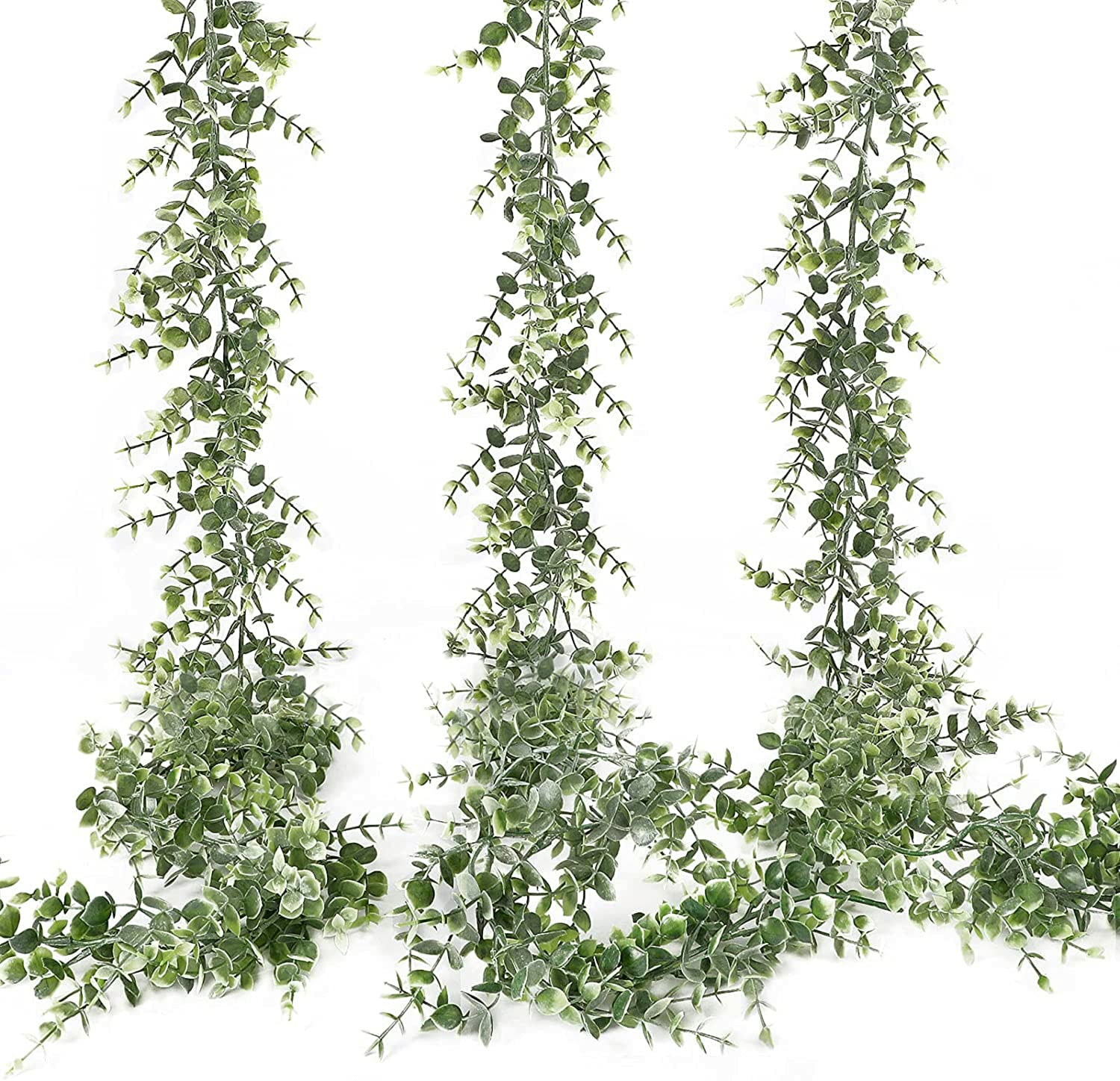 Whonline 3 Packs 17.1ft Artificial Eucalyptus Garlands Greenery Garlands Bulk Fake Vines Faux Hanging Plants for Wedding Table Backdrop Arch Wall Party Home Decor