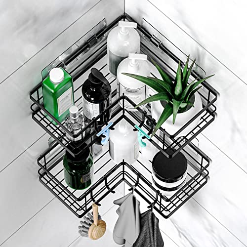 Sinminou Corner Shower Caddy 2 Pack, 304 Stainless Steel Shower Shelf with Adhesive, Wall Mounted Bathroom Shelf Basket, Shower Rack Hanging Storage Organizer