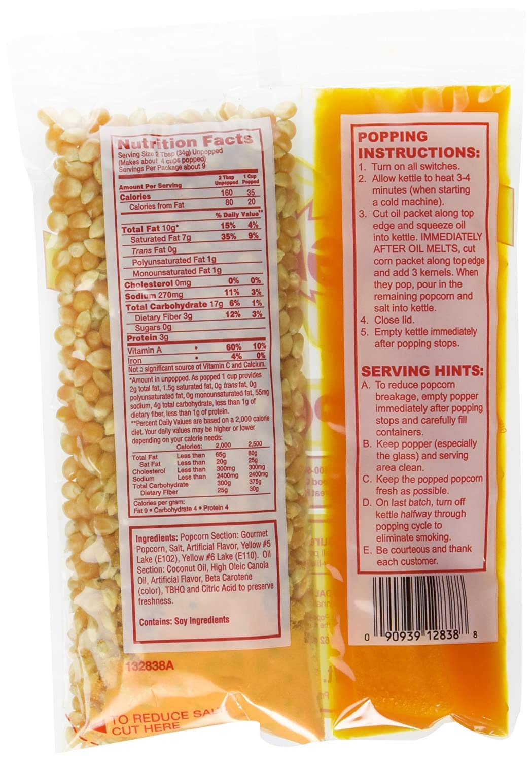 Popcorn Supply 10.6 OZ Portion Pack for 8 OZ Popper - 6PACK