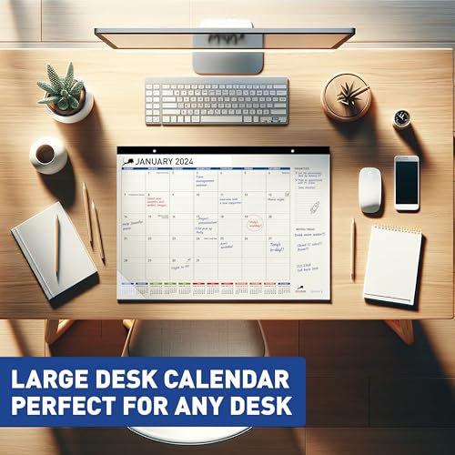18 Month Desk Calendar 2024-2025 - Large Desktop Calender 17" x 12" - Monthly Planner for Home and Office - School and Teacher Planning Tool