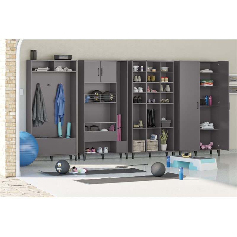 Ameriwood Home Flex Athletic Shoe Storage Cabinet for Boots & Tennis Shoes, Graphite