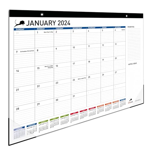 18 Month Desk Calendar 2024-2025 - Large Desktop Calender 17" x 12" - Monthly Planner for Home and Office - School and Teacher Planning Tool