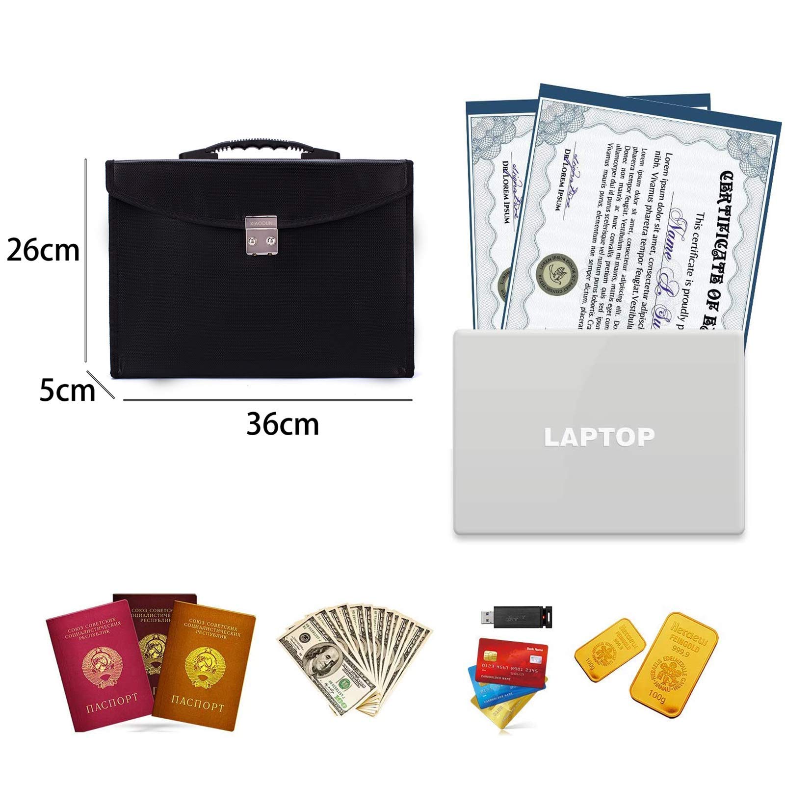 Fireproof Waterproof Document Bag 24 Pockets Expanding File Folder/Accordian File Organizer with Expandable Cover/Portable Lock Code A4 Letter Size File Box,Travel File Organizer